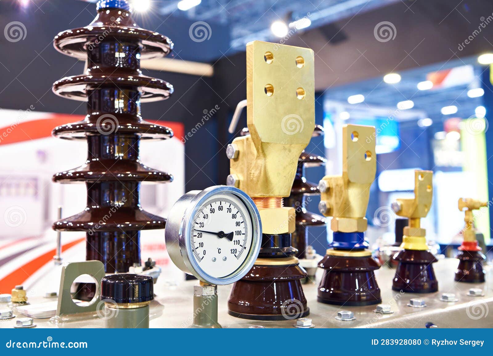 Insulators and Brass Contacts for High-voltage Electrical Nets Stock ...