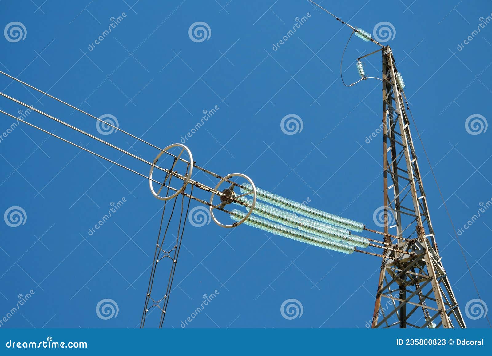 Insulators on High Voltage Electric Power Lines Stock Image - Image of ...