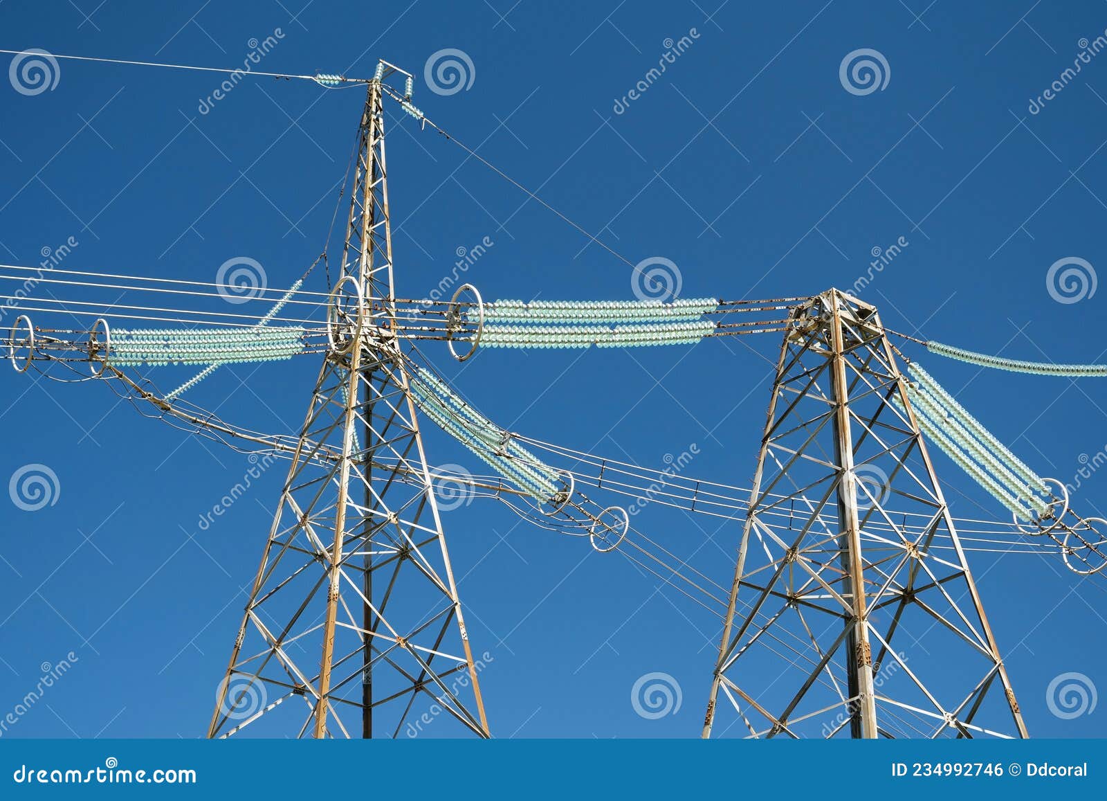 Insulators on High Voltage Electric Power Towers Stock Photo - Image of ...