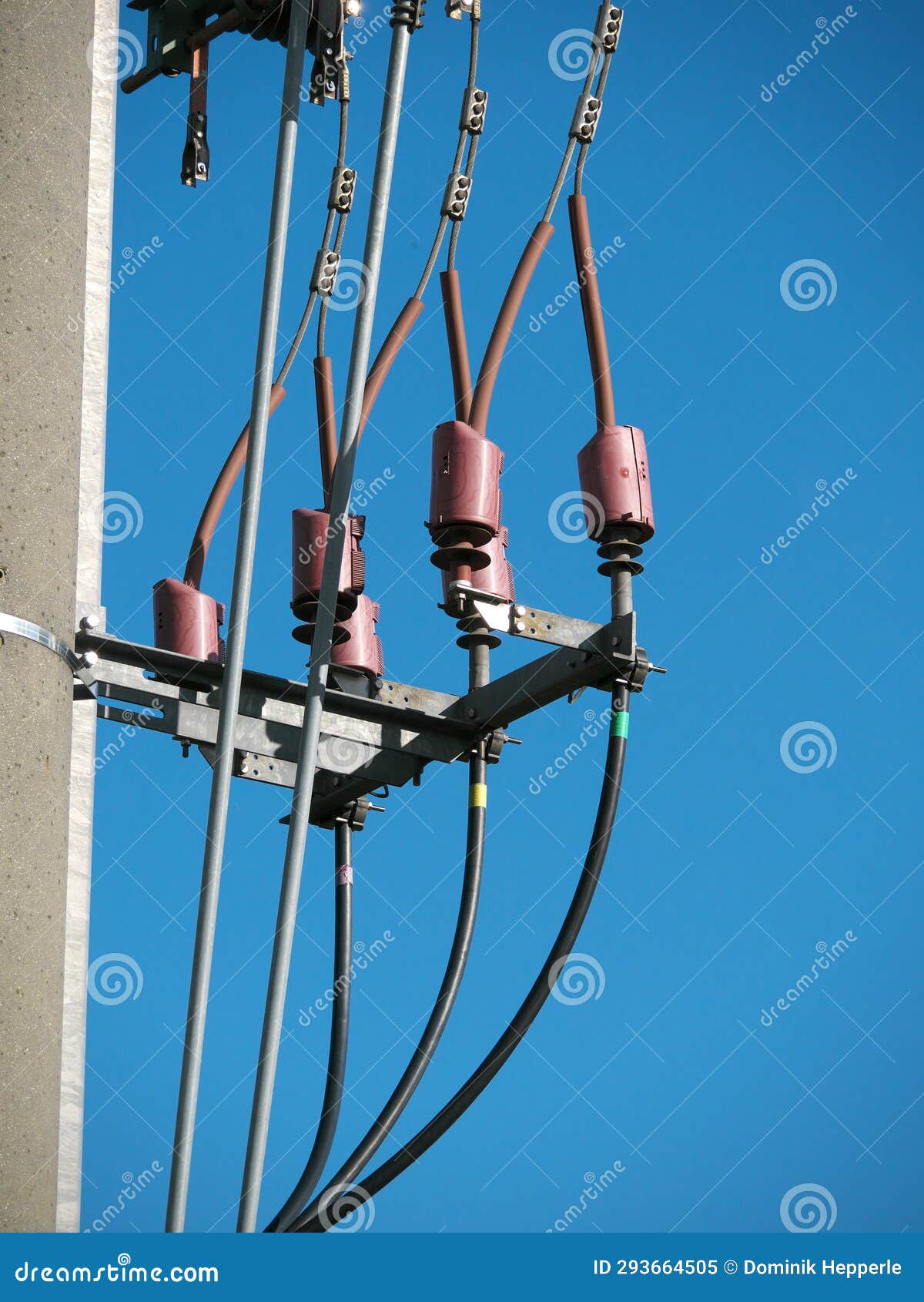 Insulators on Power Lines on a Pole of an Power Line Stock Image ...
