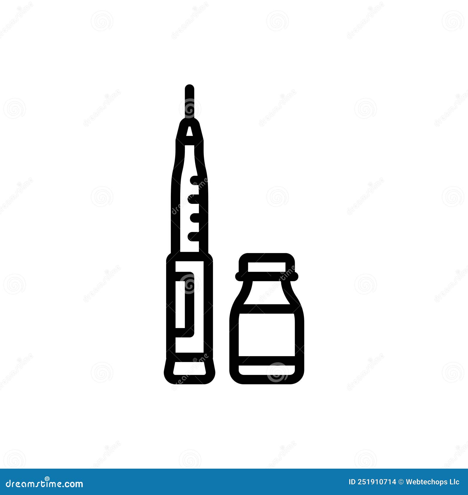 Black Line Icon for Insulin, Needle and Syringe Stock Vector ...