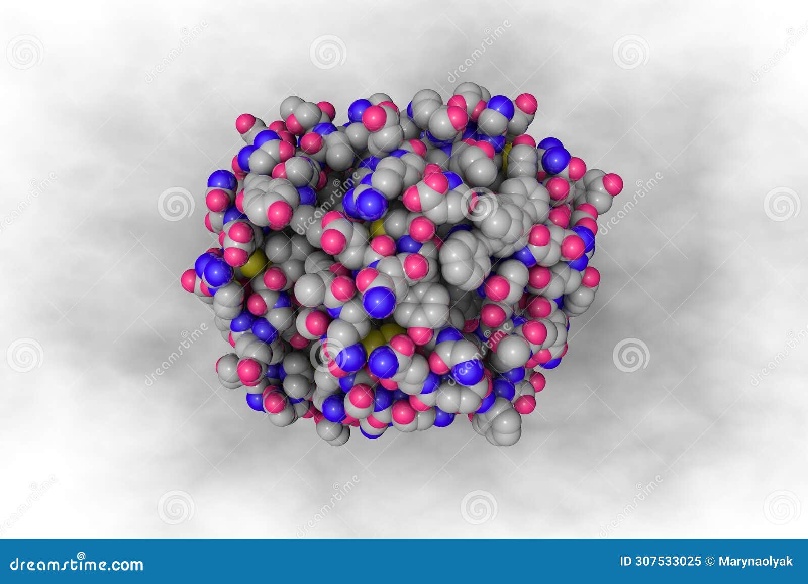 Insulin, Monoclinic Crystal Form. Ribbons Diagram In Secondary ...