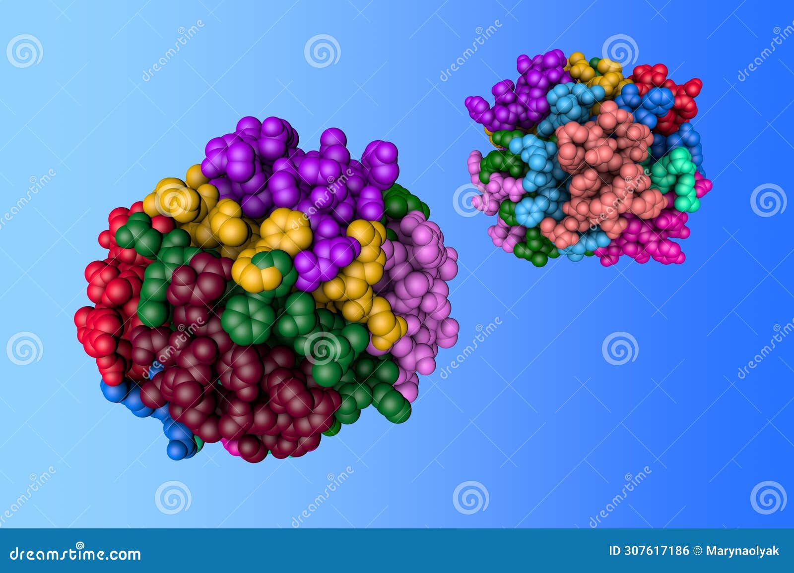 Insulin, Monoclinic Crystal Form. Molecular Model. Rendering with ...