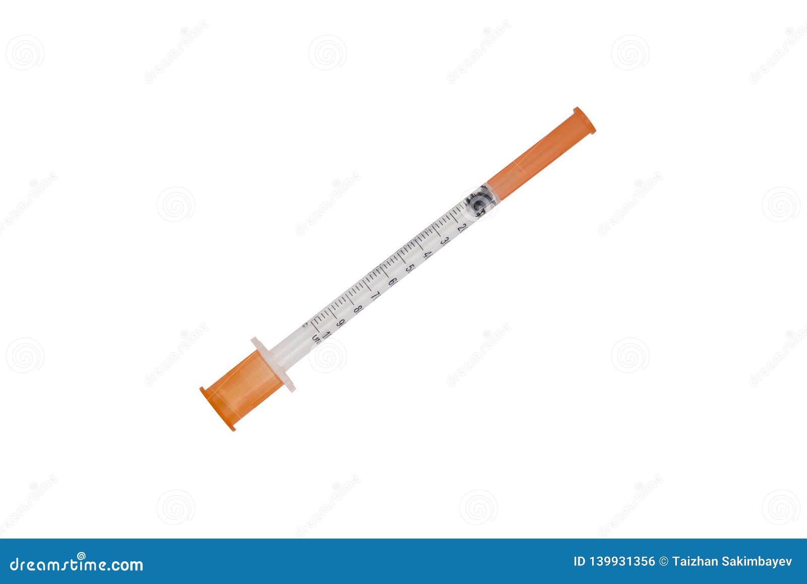 Insulin Syringe . Isolated on White Stock Photo - Image of metal ...