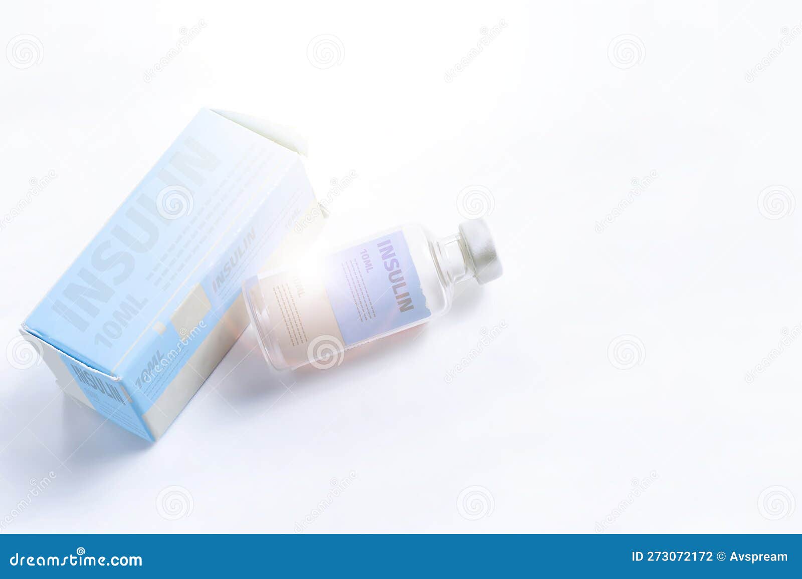 Insulin Vial with Box on White Background with Copy Space for Text ...