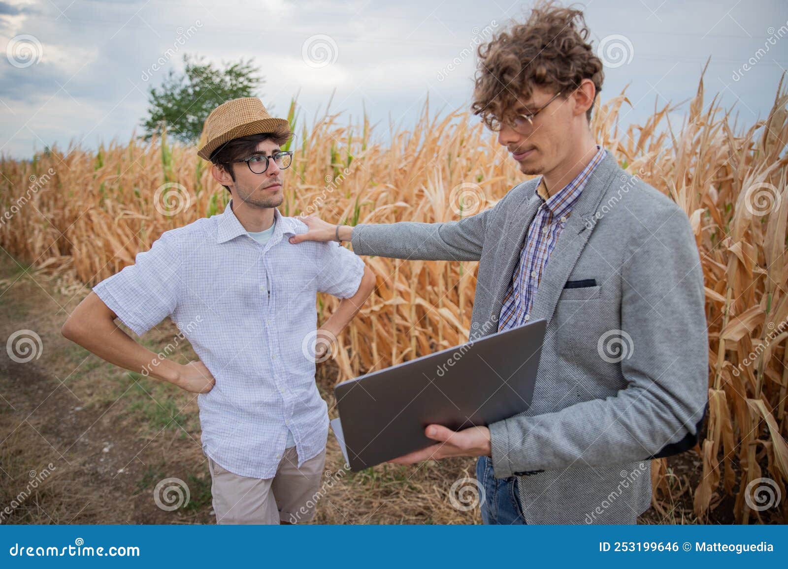 Insurance Agent Argues with His Client Farmer in the Fields, Angry ...