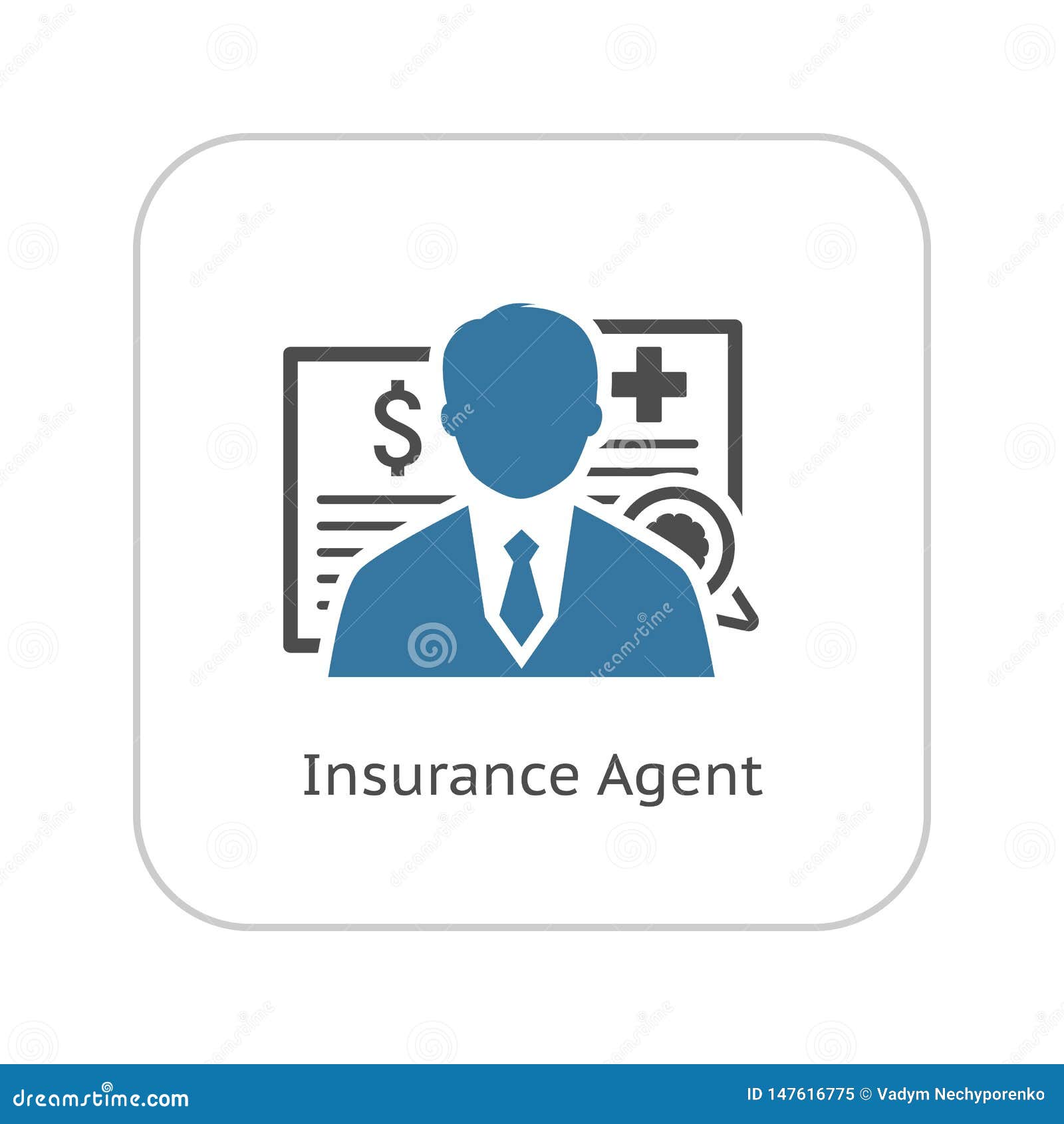 Insurance Agent Icon. Flat Design Stock Illustration - Illustration of ...