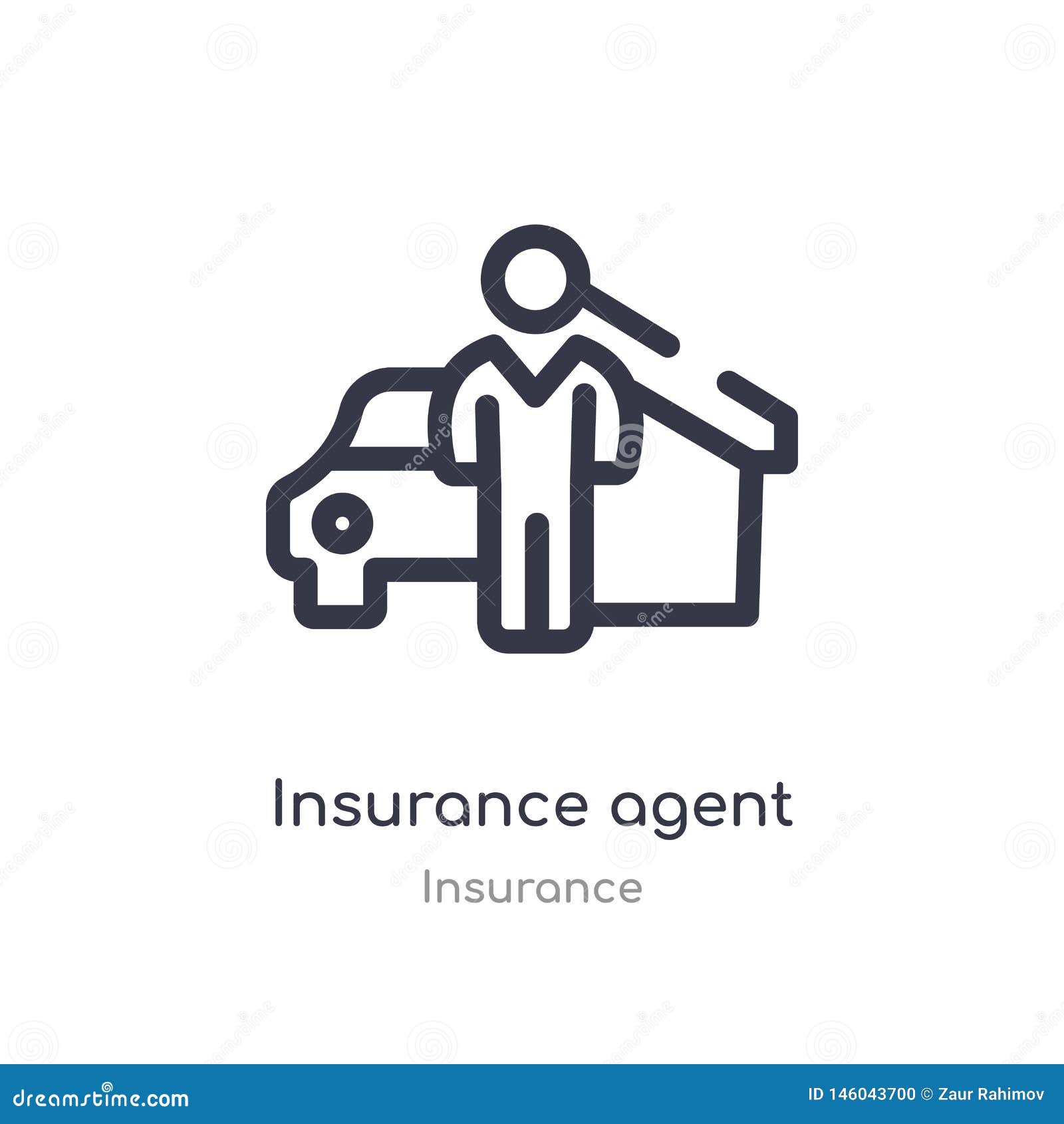Insurance Agent Outline Icon. Isolated Line Vector Illustration from ...