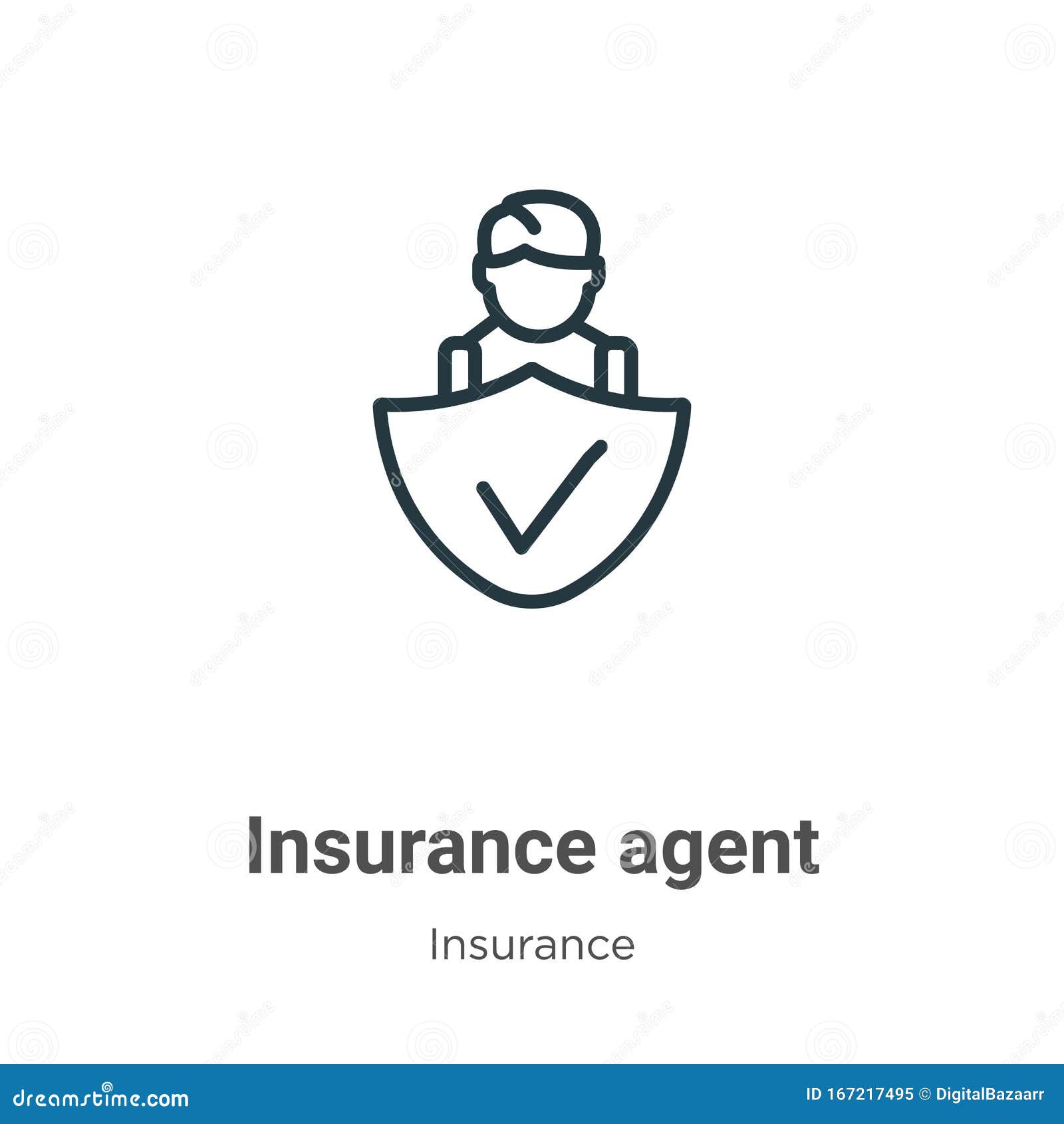 Insurance Agent Outline Vector Icon. Thin Line Black Insurance Agent ...