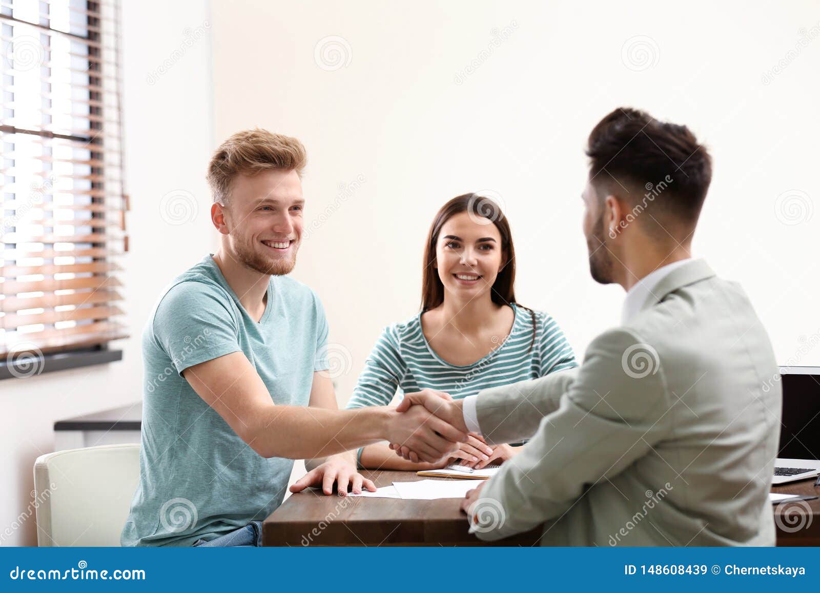 Insurance Agent Shaking Hands with Client Stock Image - Image of form ...