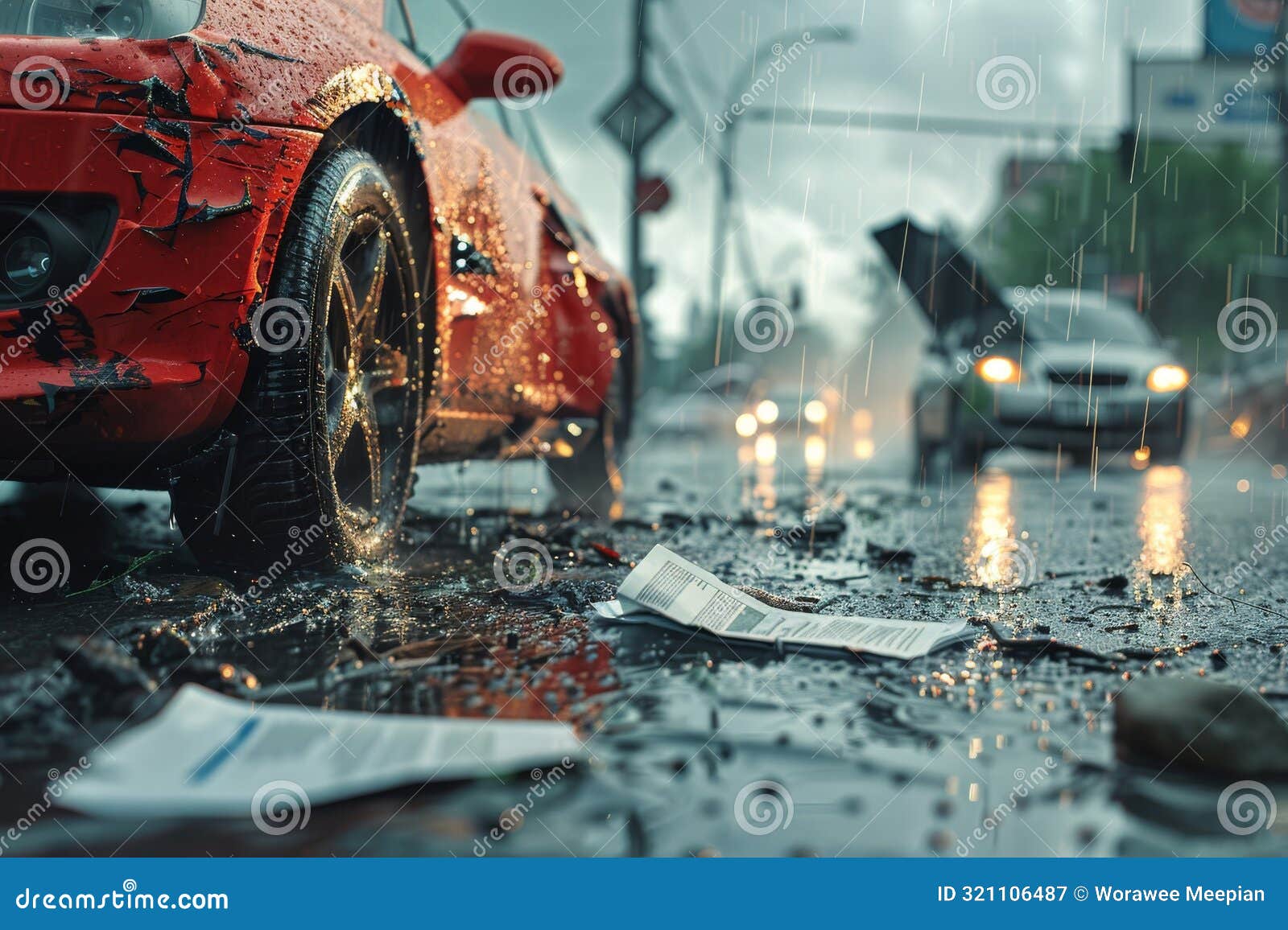 Insurance Agent Standing at Car Clash for Claim. Auto Insurance Stock ...