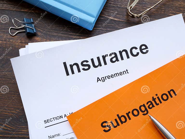 Insurance Agreement Form and Document about Subrogation. Stock Image ...