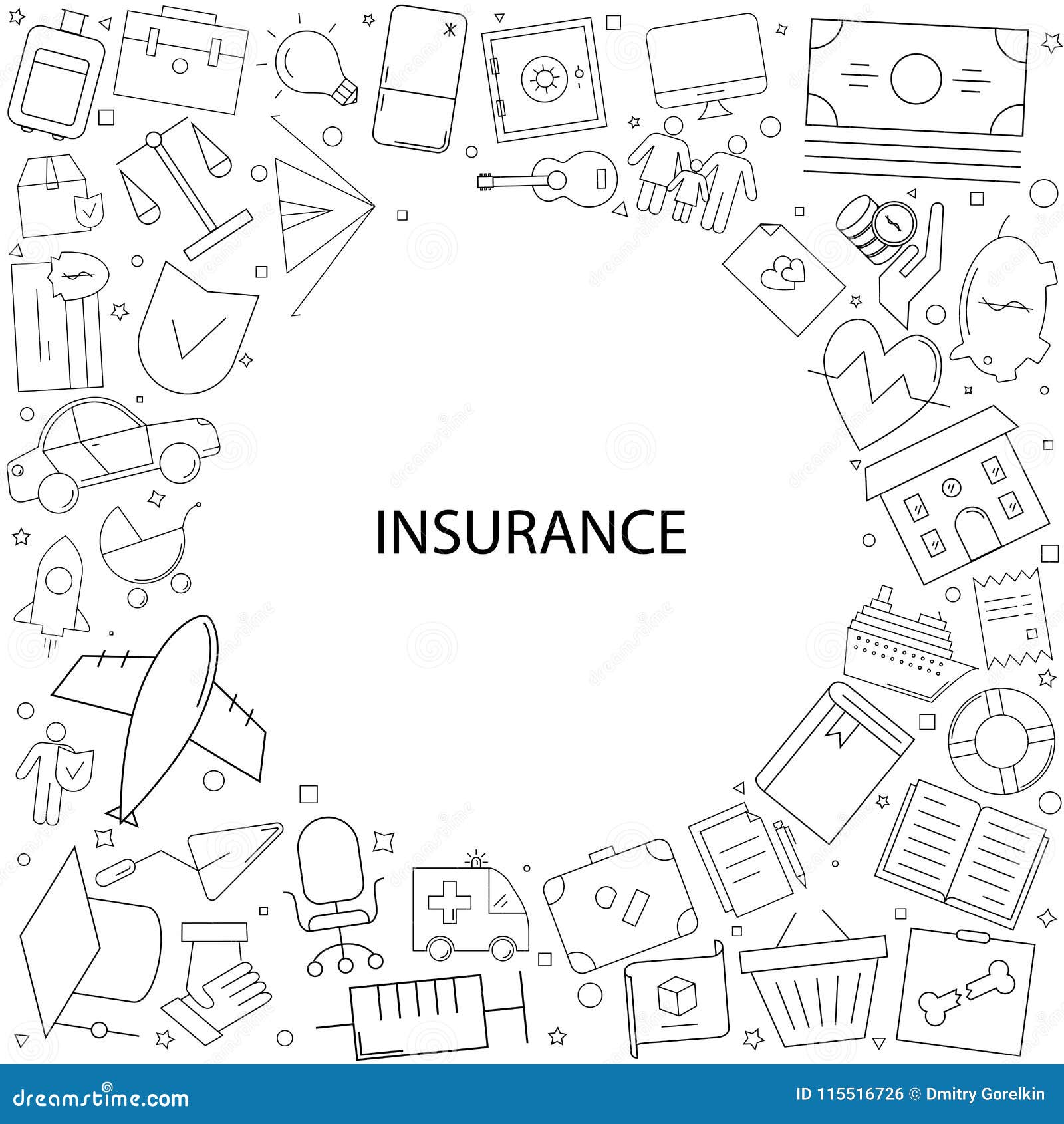 Insurance Background. Protection Background. Rain And Umbrella Cartoon ...