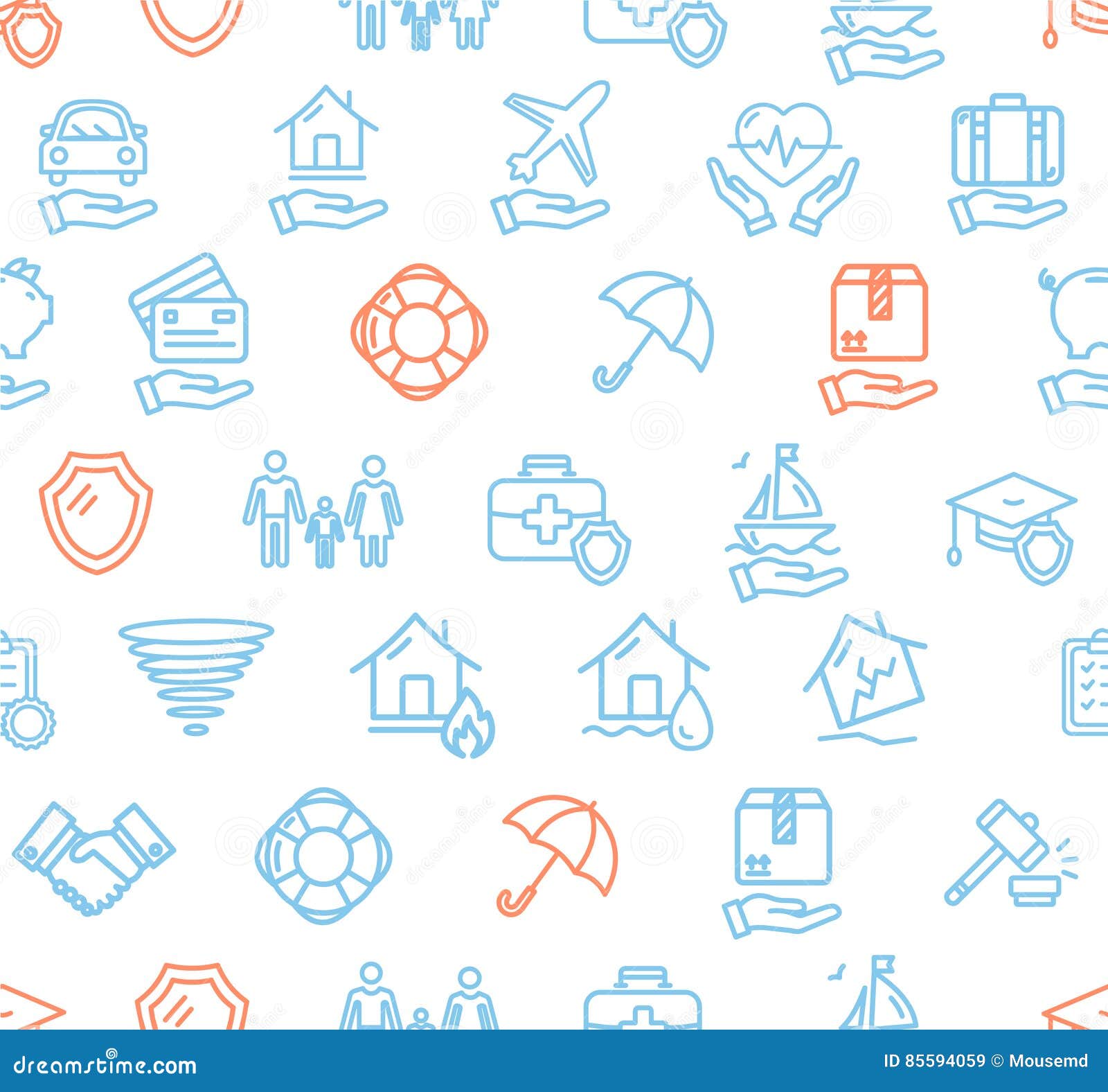 Insurance Background Pattern. Vector Stock Vector - Illustration of ...