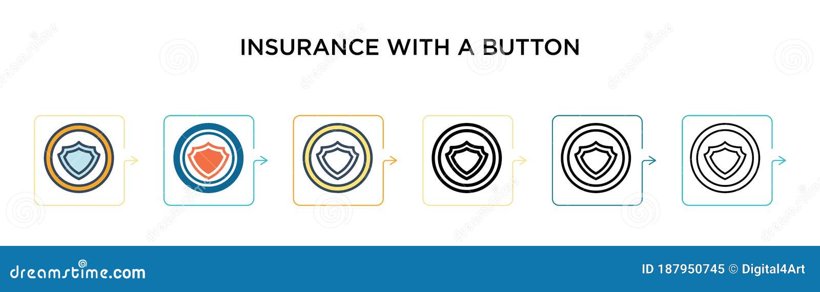 Insurance with a Button Vector Icon in 6 Different Modern Styles. Black ...