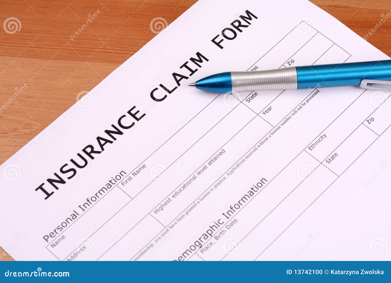 Insurance Claim Form stock photo. Image of care, health - 13742100