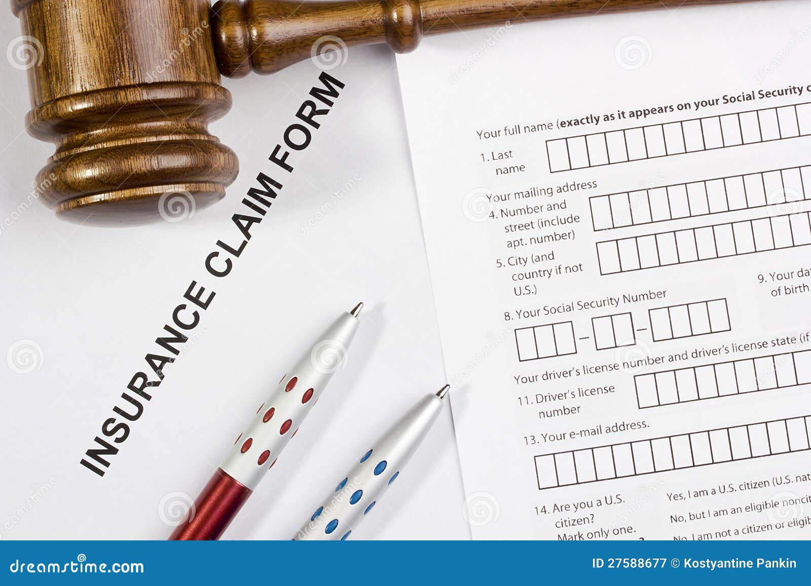 Insurance Claim Form stock image. Image of gavel, health - 27588677