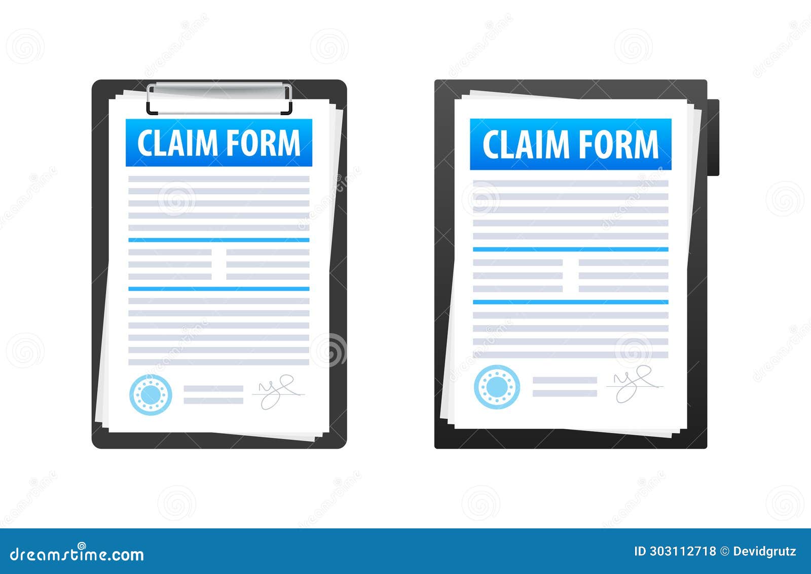 Insurance Claim Form on Clipboard Vector Illustration for Documentation ...