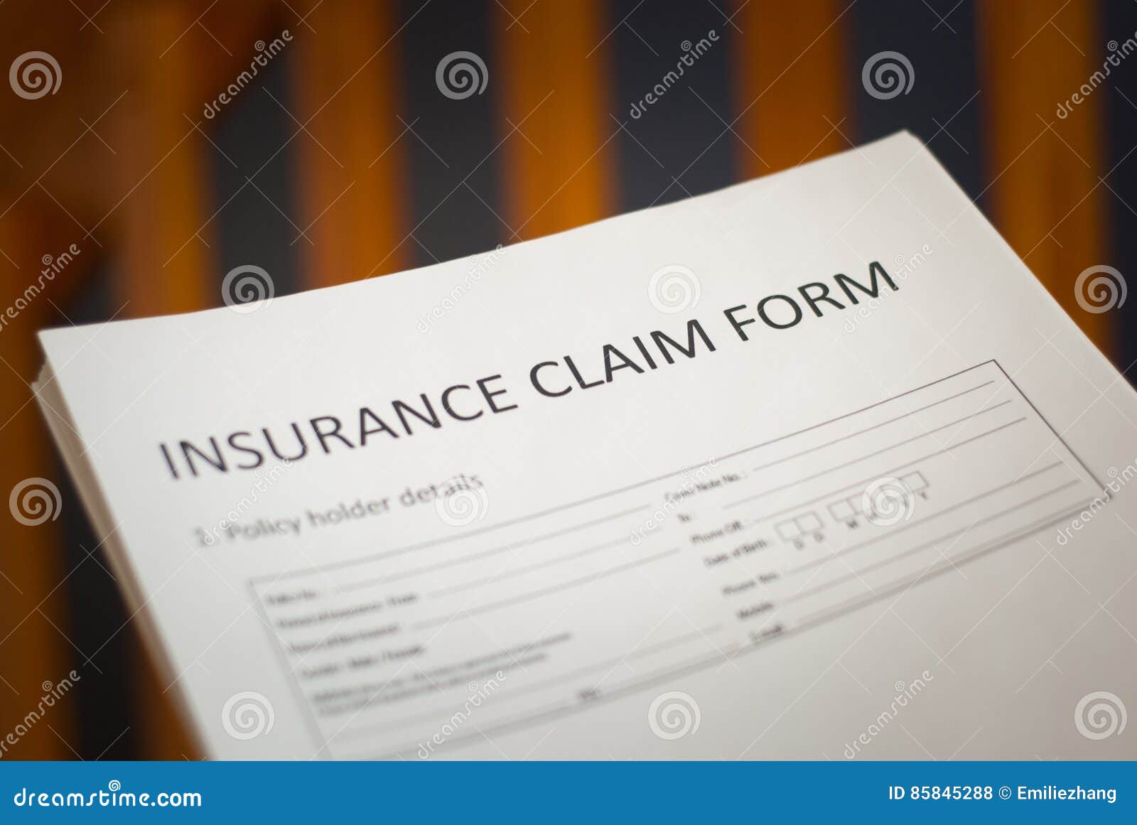 Insurance claim form stock photo. Image of advice, accident - 85845288