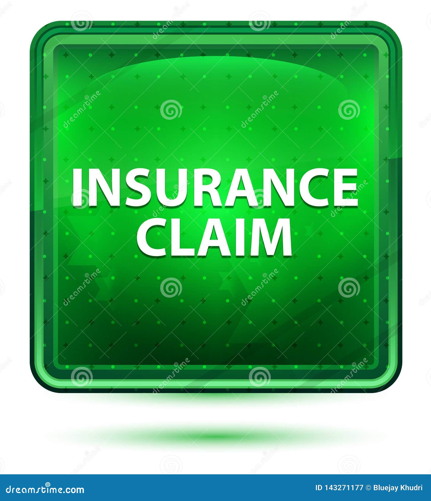 Insurance Claim Neon Light Green Square Button Stock Illustration ...