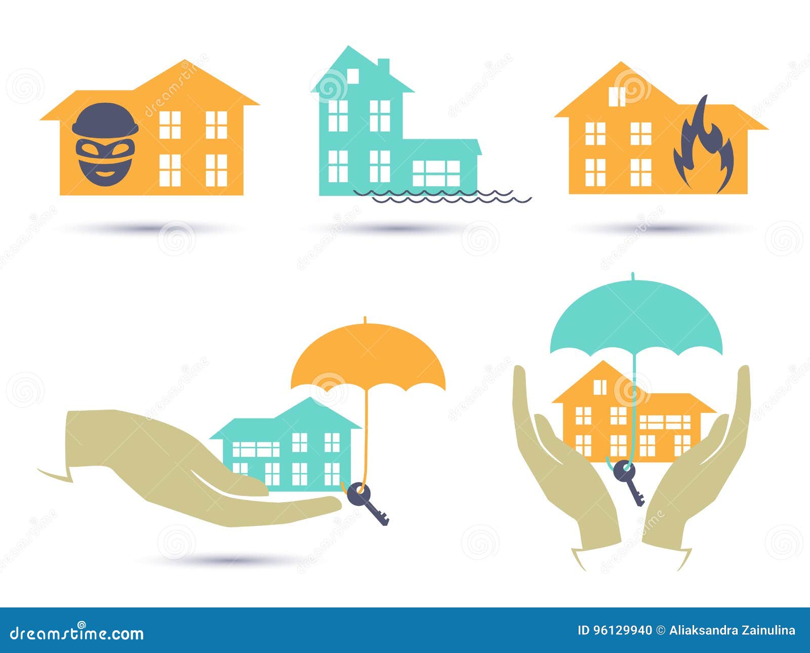Insurance Colorful Icons Set Stock Vector - Illustration of living ...