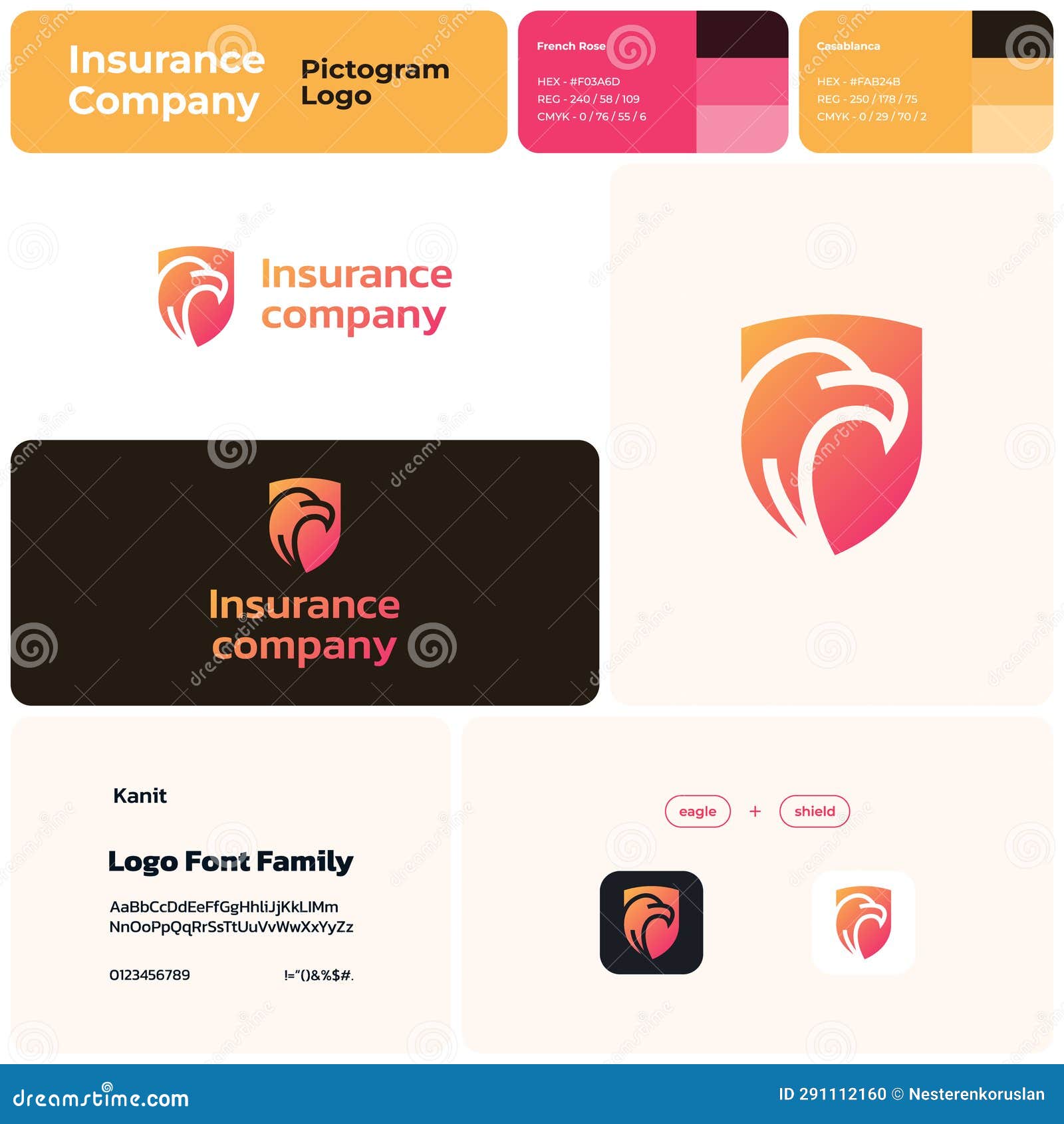 Insurance Company Branding with Unique Eagle and Shield Logo Stock ...