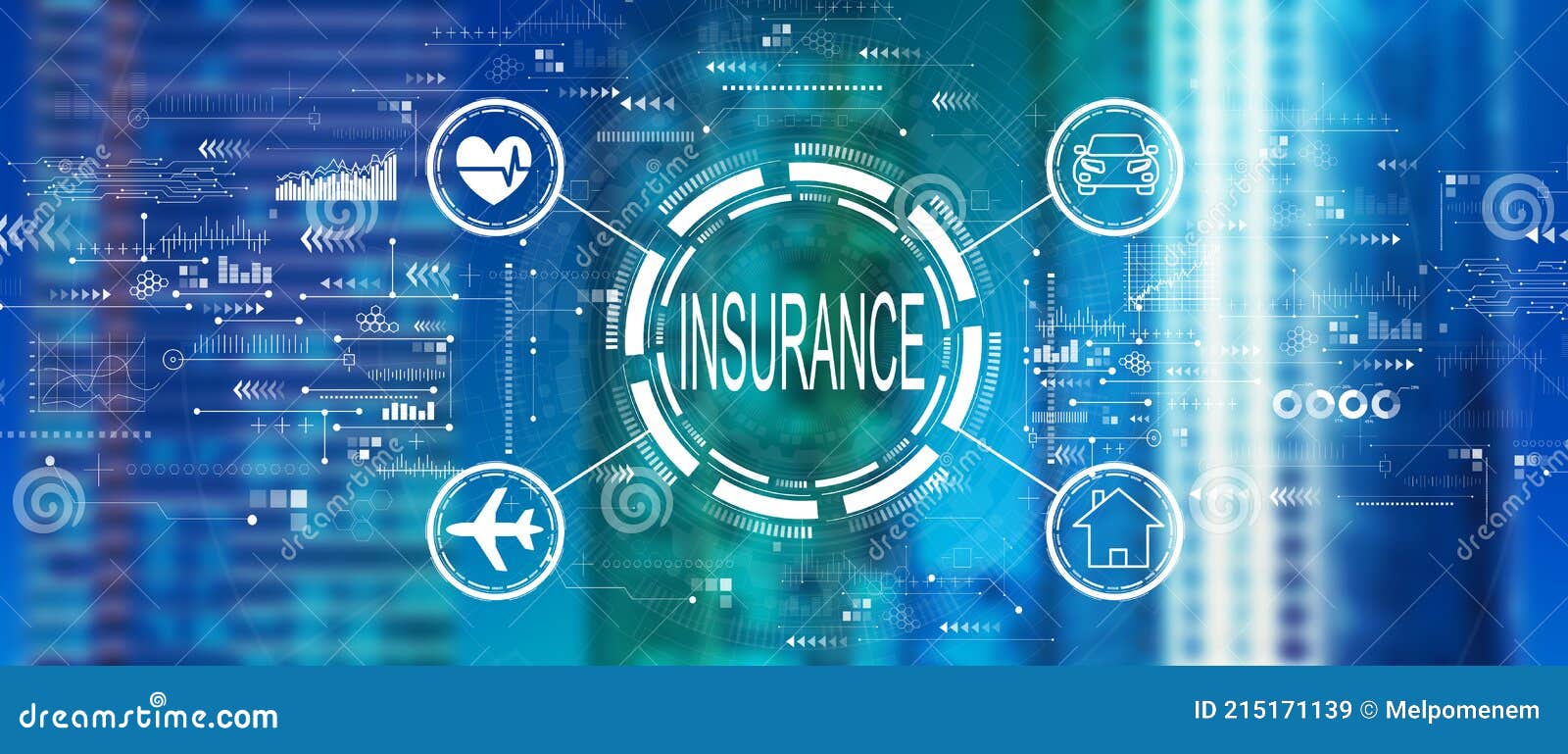Insurance Concept with Downtown Skyline Stock Image - Image of ...