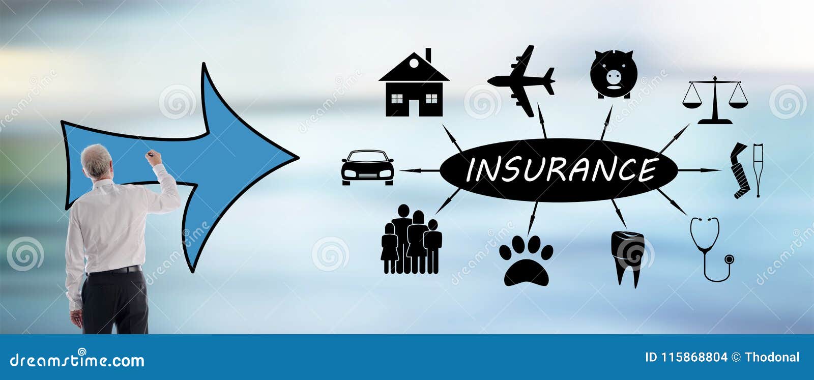 Insurance Concept Drawn by a Man Stock Photo - Image of health, travel ...