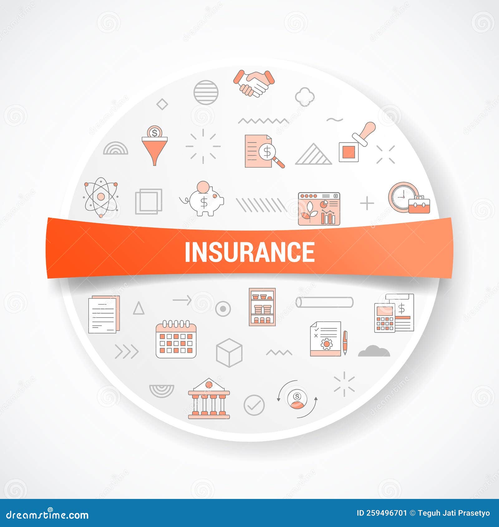 Insurance Concept with Icon Concept with Round or Circle Shape for ...
