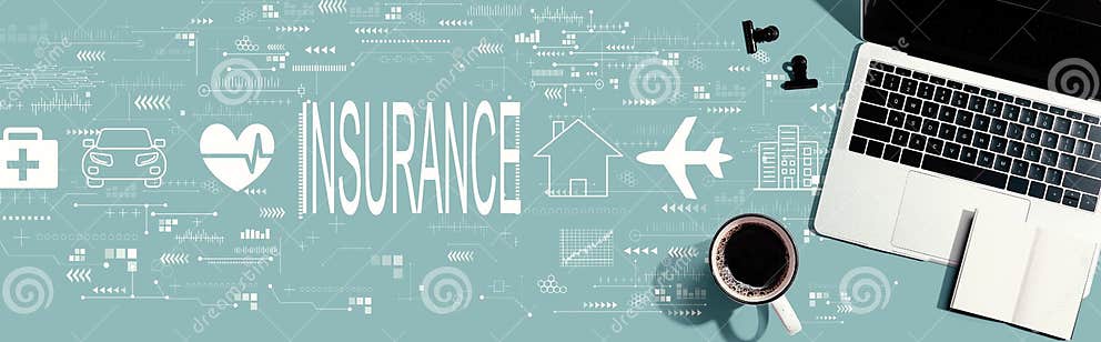 Insurance Concept with a Laptop Computer Stock Photo - Image of ...