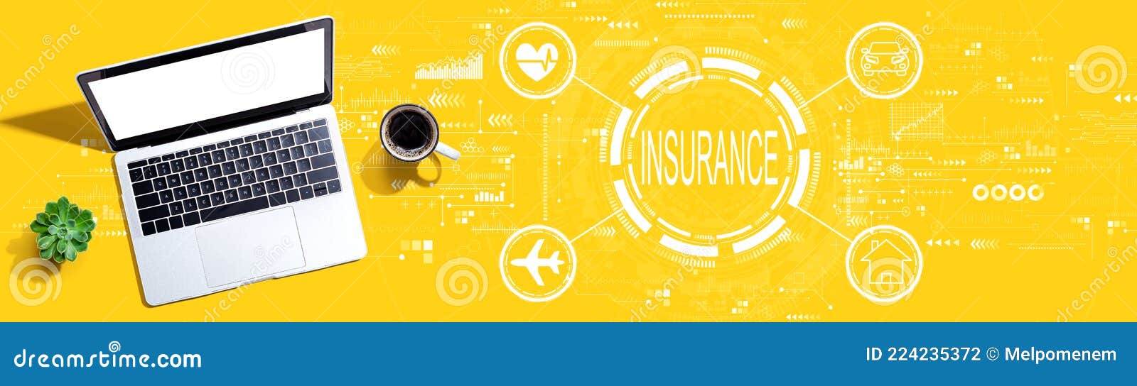 Insurance Concept with a Laptop Computer Stock Photo - Image of health ...