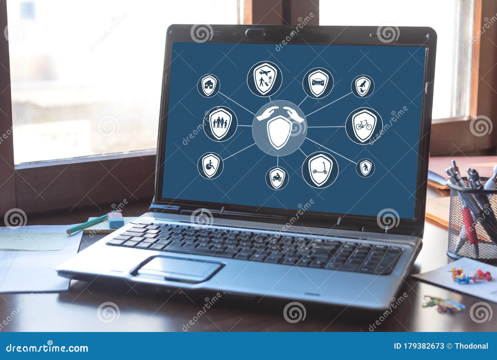 Insurance Concept on a Laptop Screen Stock Image - Image of application ...