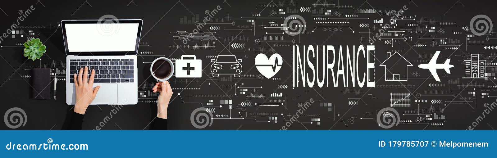 Insurance Concept with Person Using Laptop Computer Stock Image - Image ...
