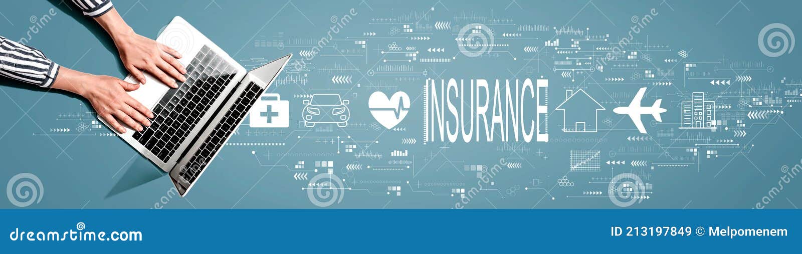Insurance Concept with Person Using Laptop Editorial Stock Image ...