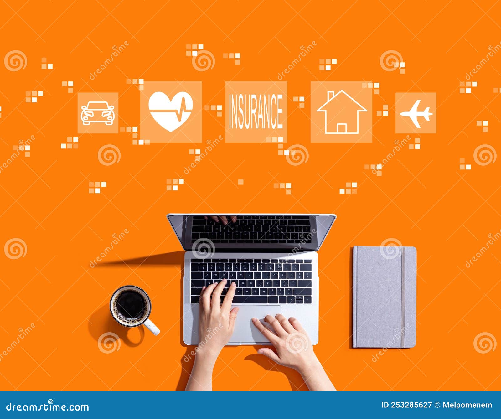 Insurance Concept with Person Using a Laptop Stock Image - Image of ...