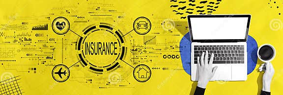 Insurance Concept with Person Using a Laptop Stock Image - Image of ...