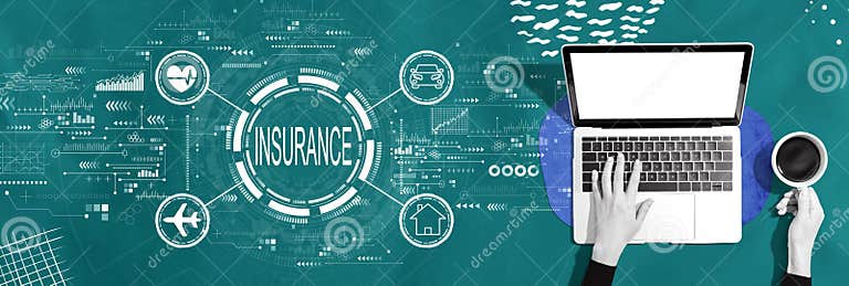 Insurance Concept with Person Using a Laptop Stock Photo - Image of ...