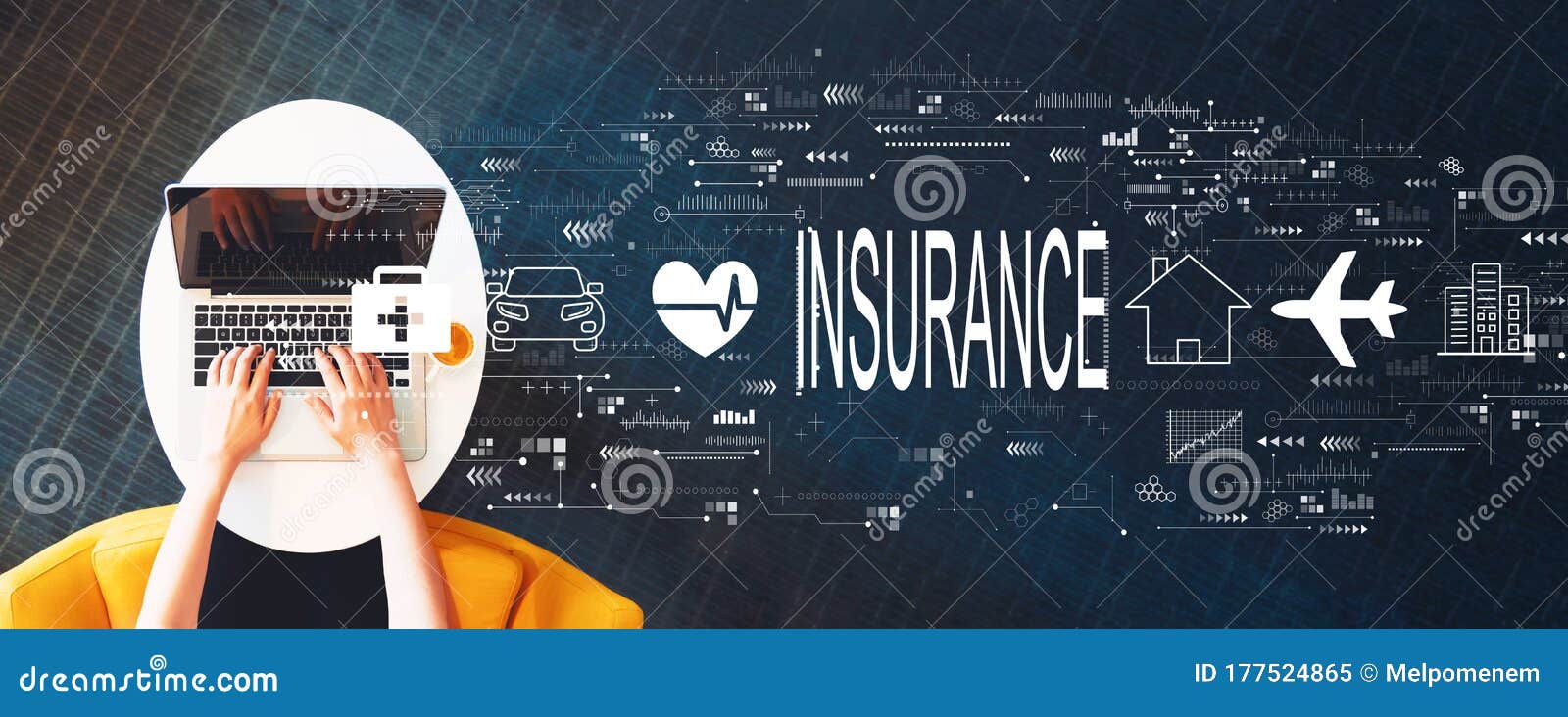 Insurance Concept with Person Using a Laptop Stock Image - Image of ...