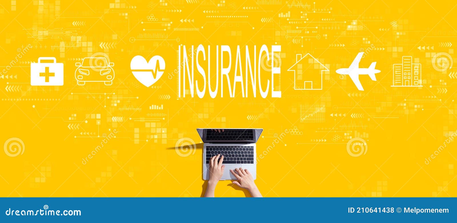 Insurance Concept with Person Working with Laptop Stock Illustration ...