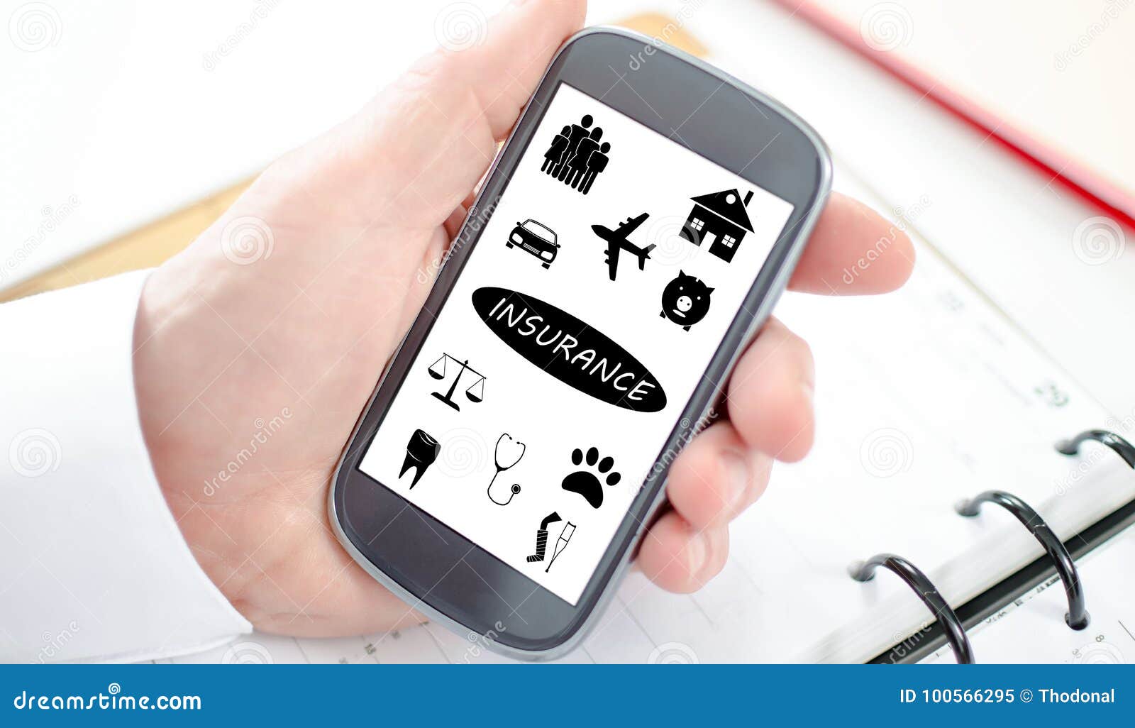 Insurance Concept on a Smartphone Stock Image - Image of service ...