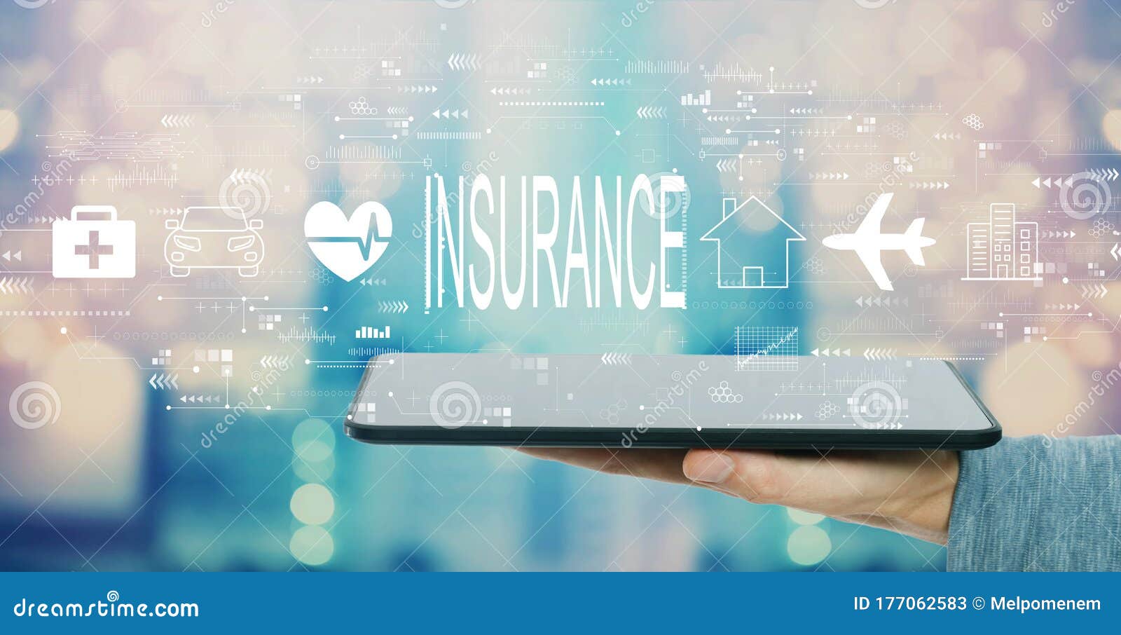 Insurance Concept with Tablet Computer Stock Image - Image of icons ...