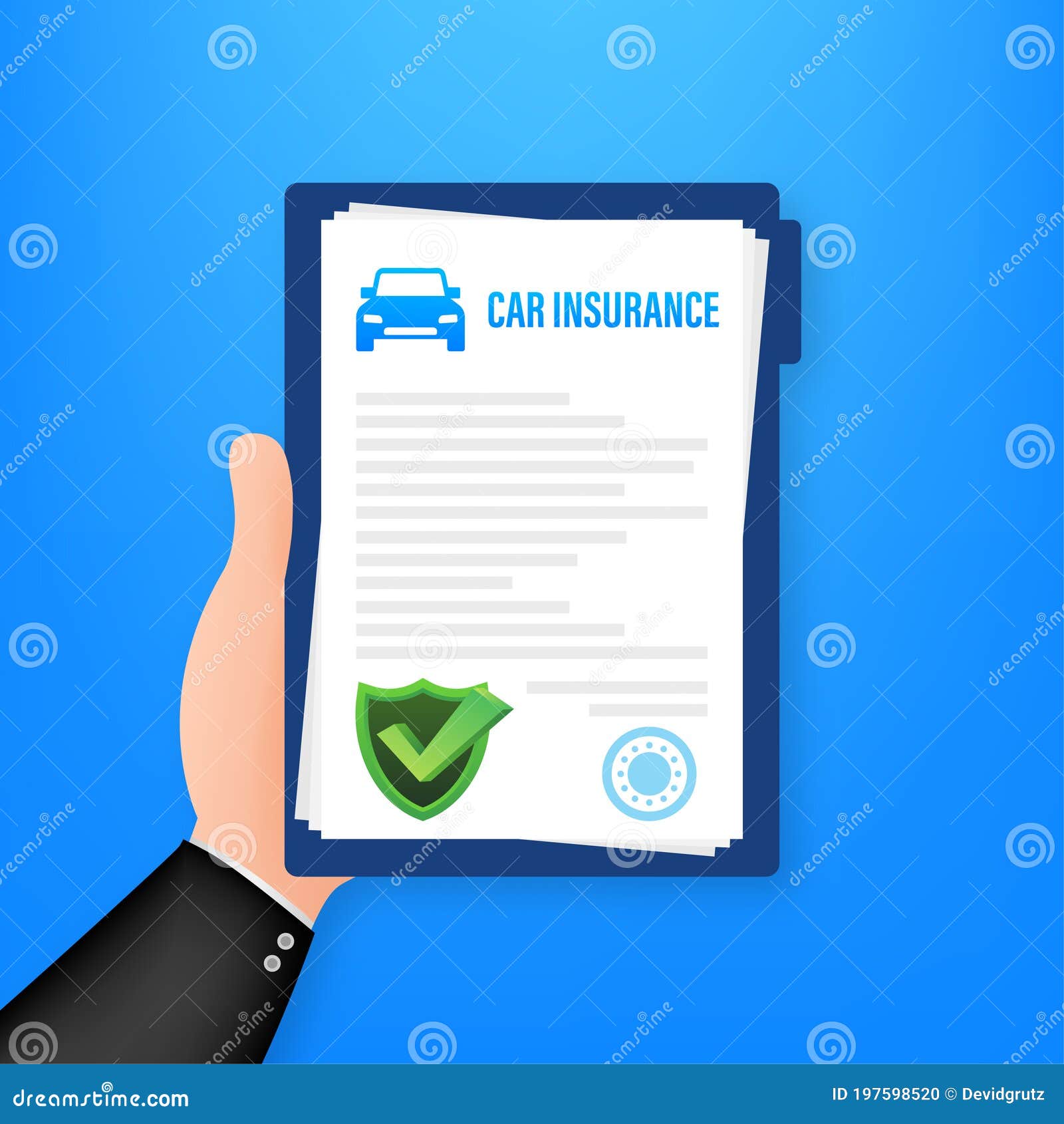 Insurance Contract Document. Shield Icon. Protection. Vector Stock ...