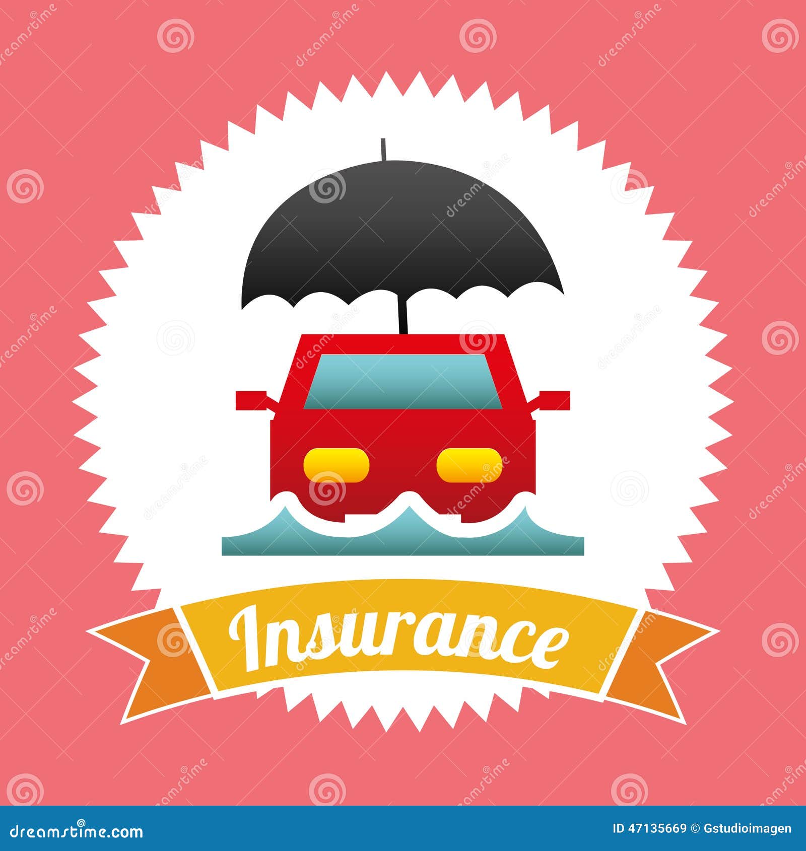 Car Insurance Graphic Sign Isolated On White Background Cartoon Vector ...