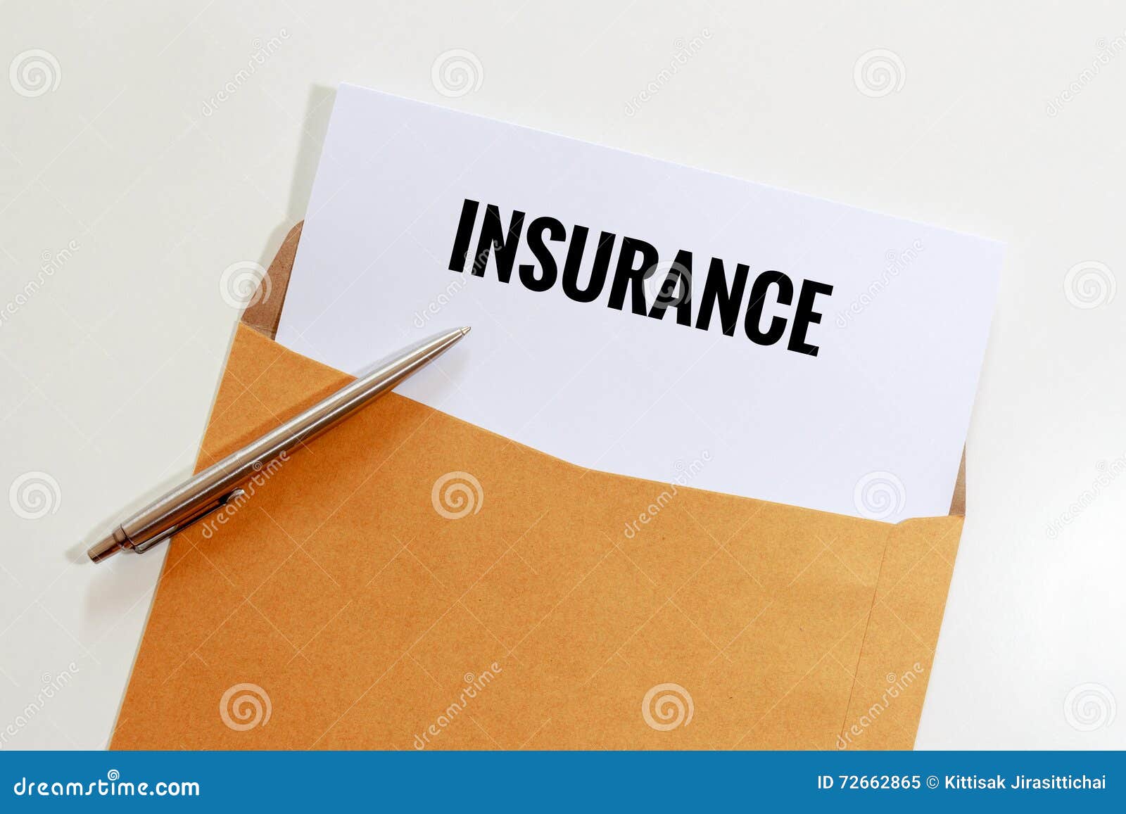 Insurance in Envelope with Pen on Table - Business Concept Stock Image ...