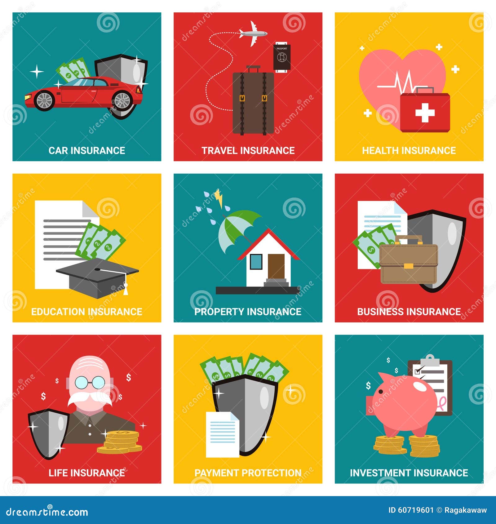 Insurance Flat Diagram Design Concept Vector Illustration ...