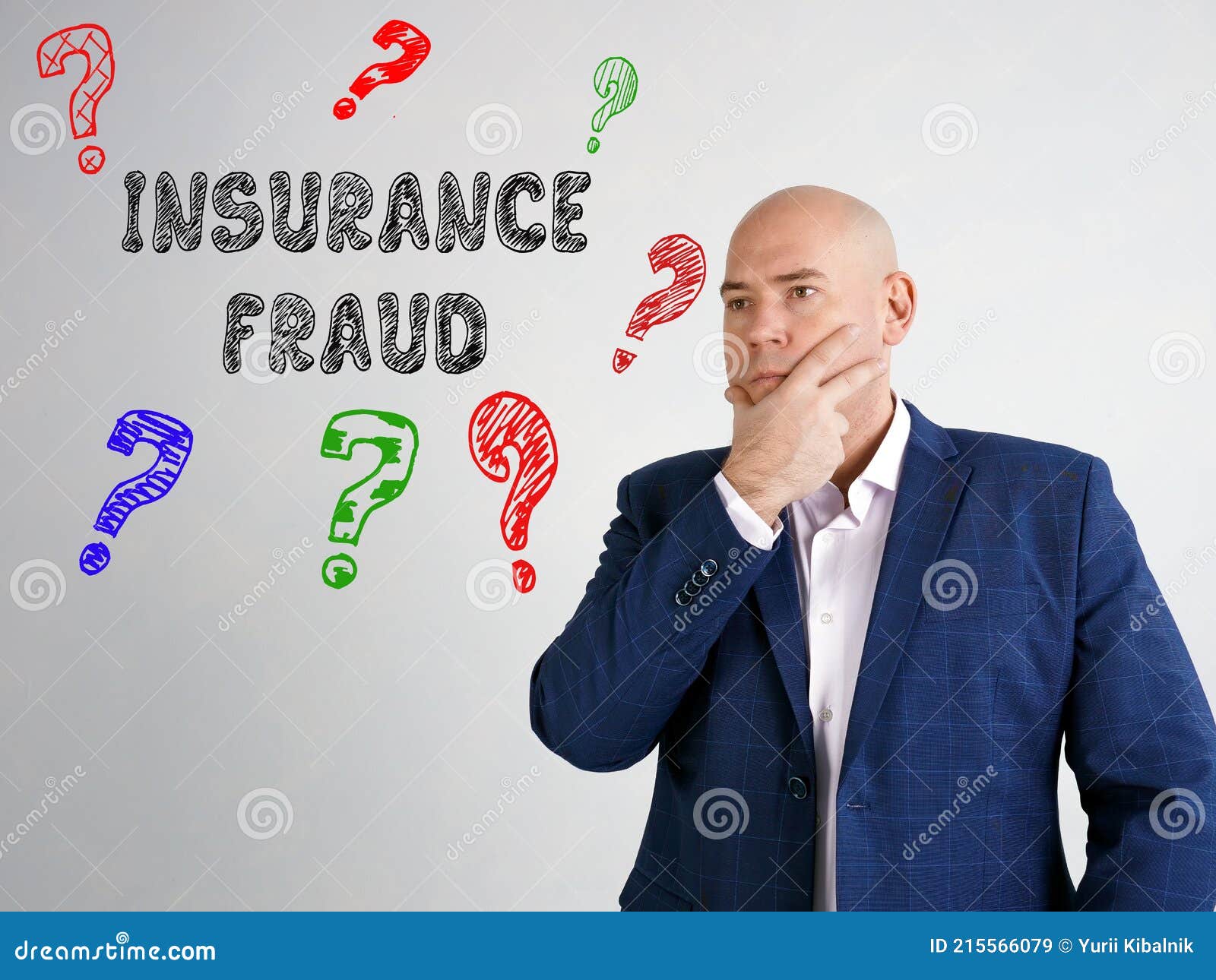 INSURANCE FRAUD Question Marks Phrase on the Gray Wall Stock Image ...