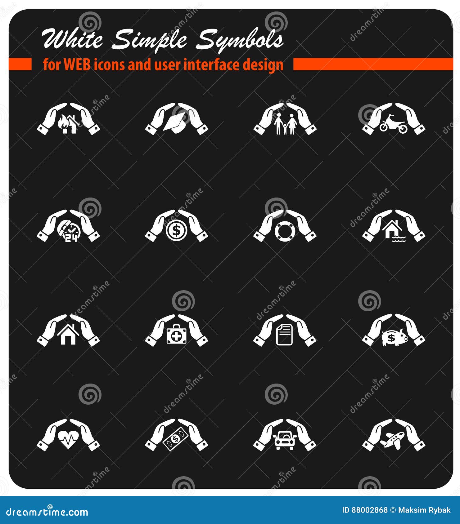 Insurance hand icon set stock vector. Illustration of business - 88002868