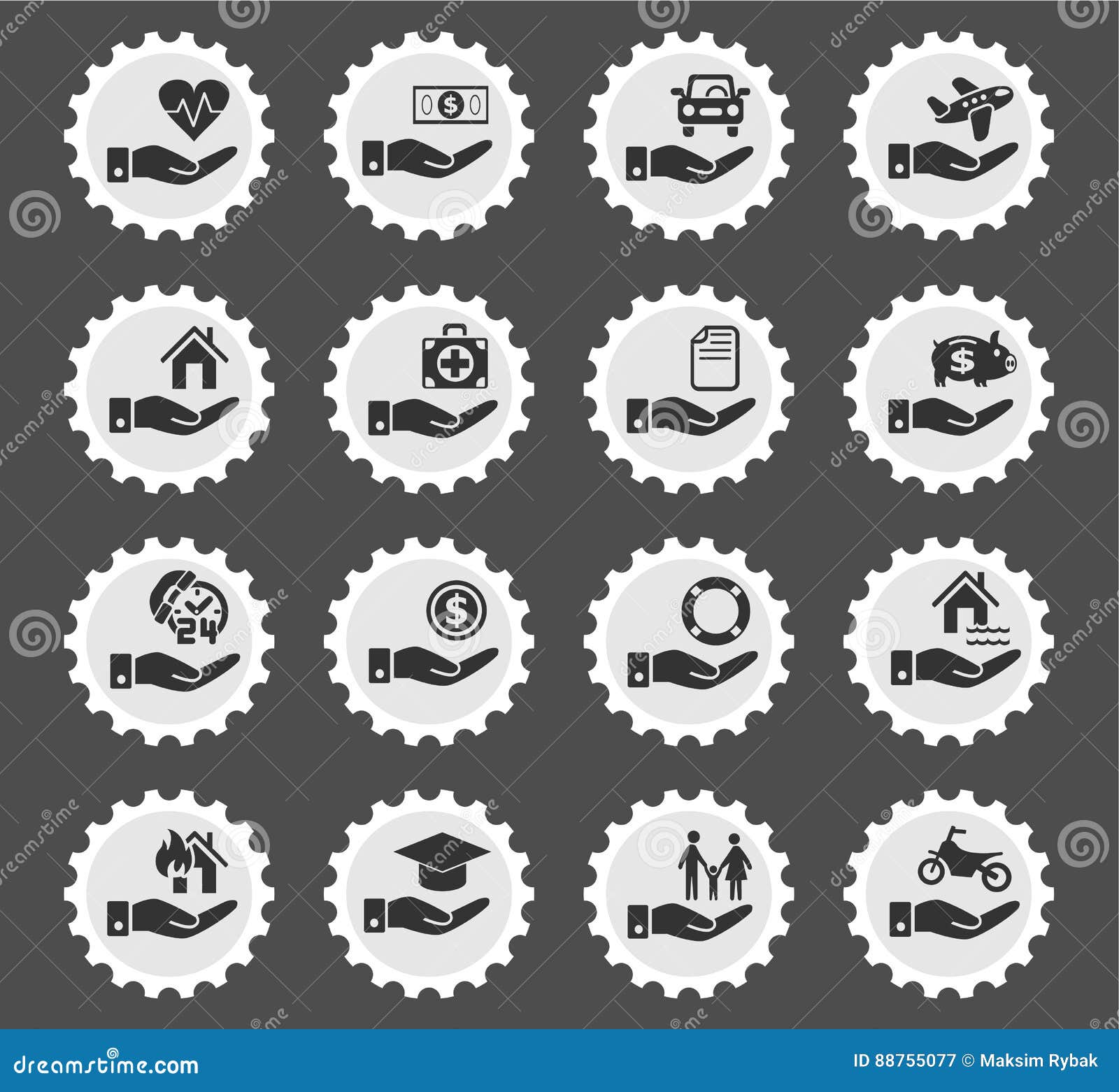 Insurance hand icon set stock illustration. Illustration of health ...