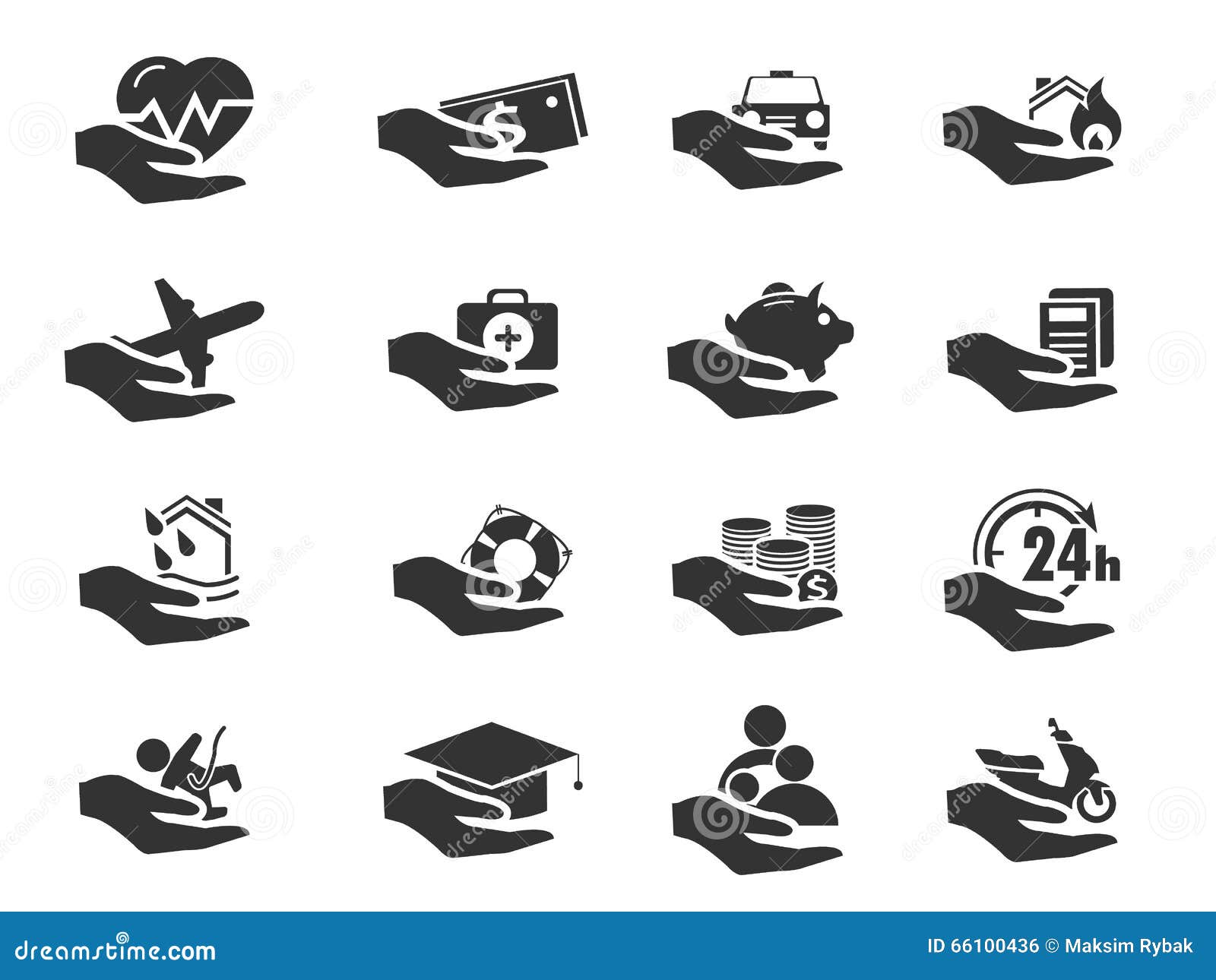 Insurance hands icons stock vector. Illustration of education - 66100436