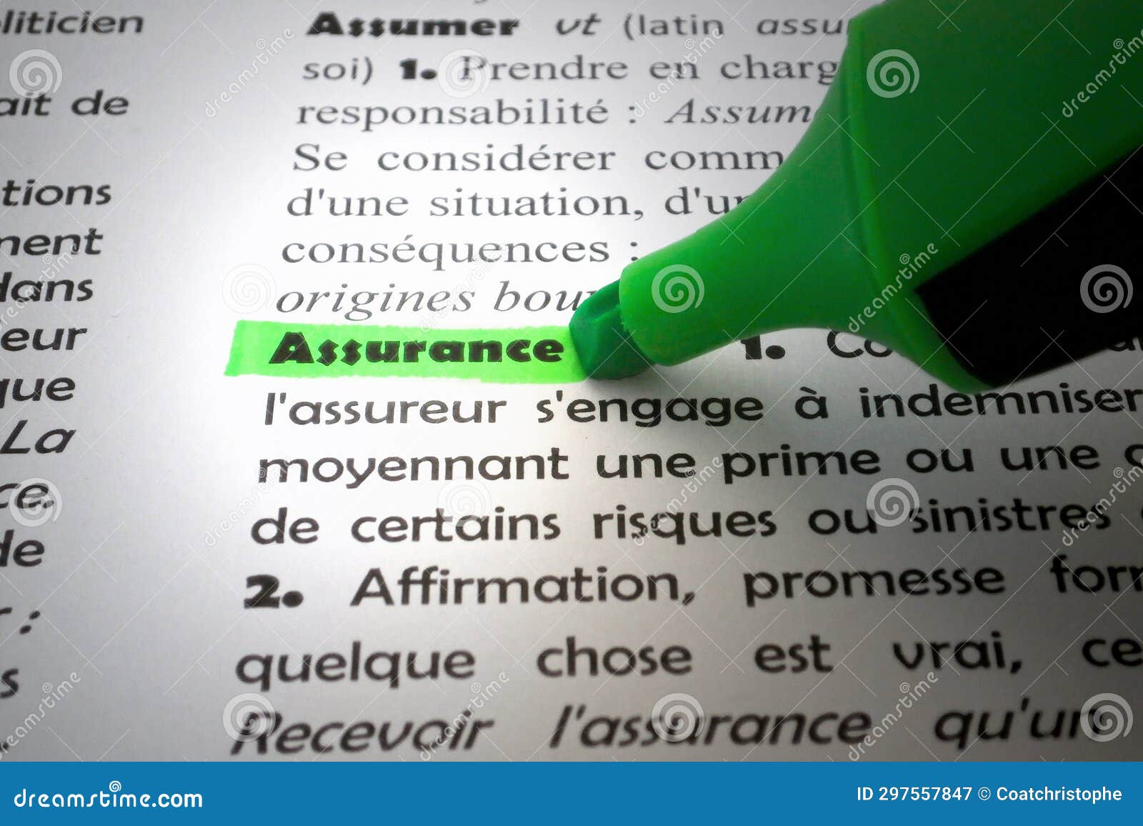 Insurance Highlighted in the Dictionary Stock Image - Image of ...
